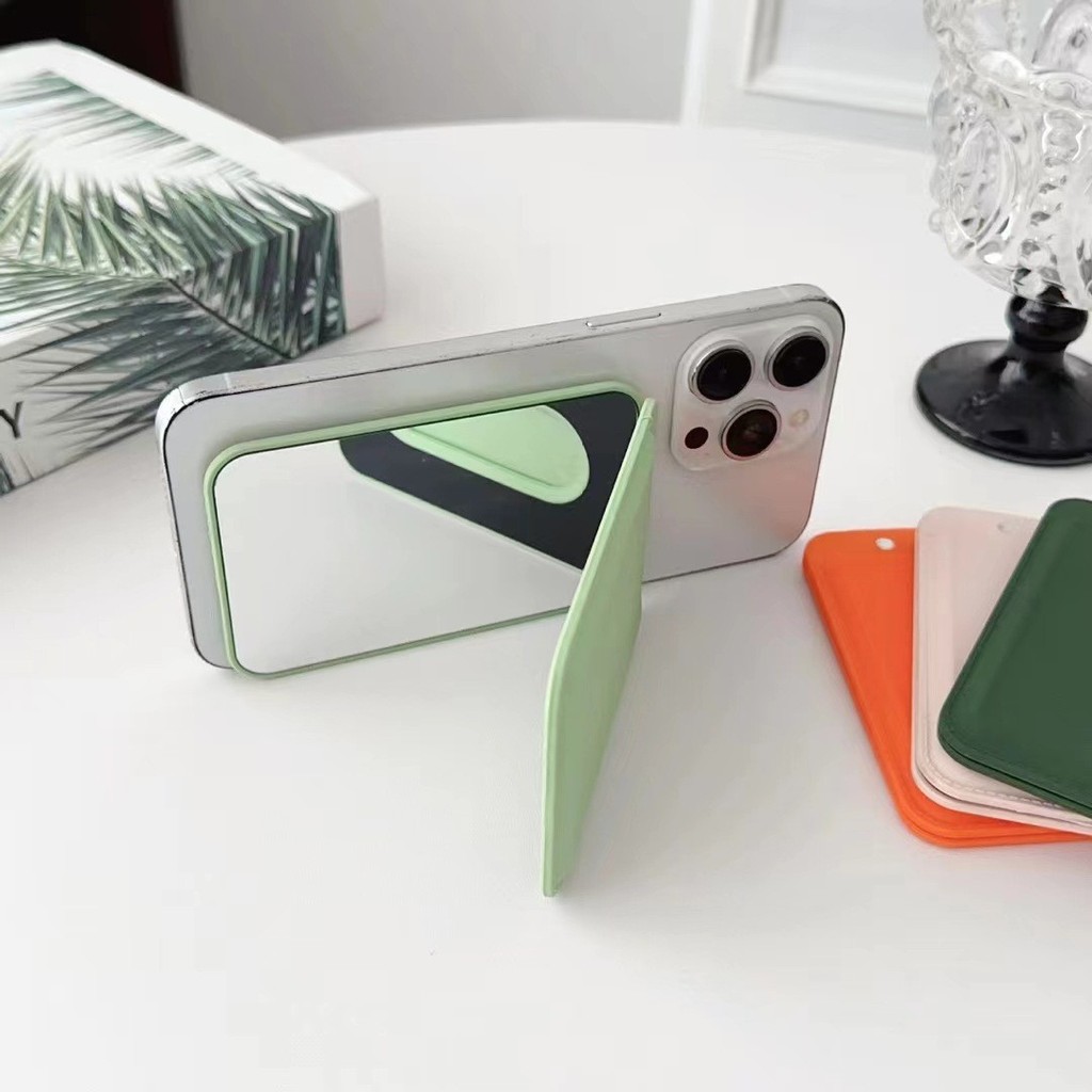 Magsafe Phone Wallet Stand with Mirror Makeup Silicone Card Case For ...