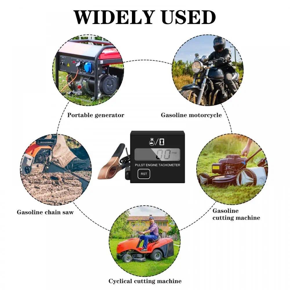 Small Digital Tachometer Inductive Engine Tachometer Waterproof Tach Hour Meter for Chainsaw ...