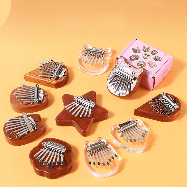 8 Keys Mini Kalimba Transparent Bear Crystal Kalimba Thumb Piano ...