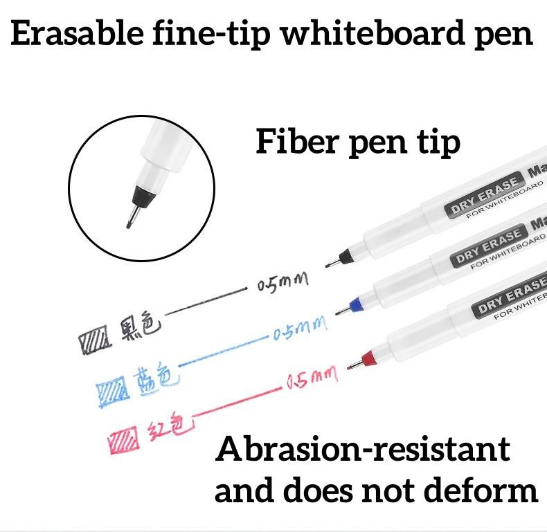 6Pcs Fine Tip Dry Erase Markers Set 0.5/0.7/1.0mm Thin Whiteboard Pens ...