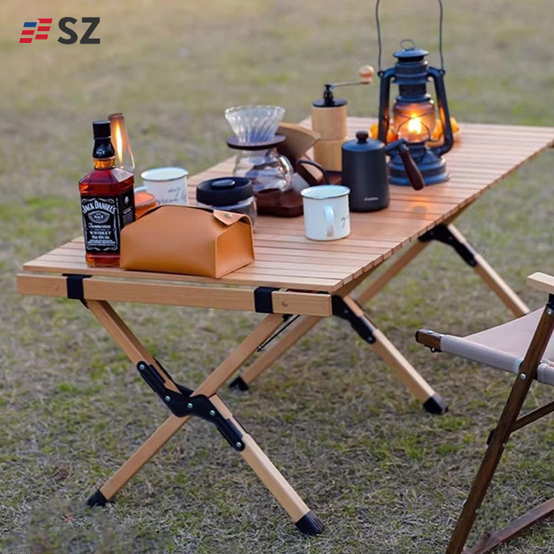 Outdoor Solid Wood Foldable Table And Chairs Portable Camping Equipment ...