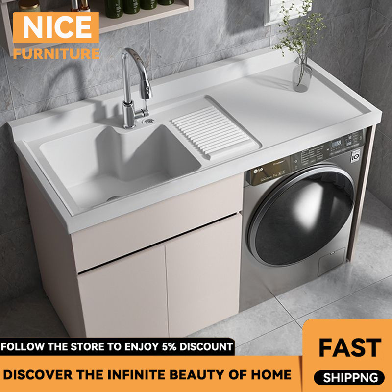 Balcony Sink Integrated Cabinet Washing Machine Cabinet Laundry Sink ...