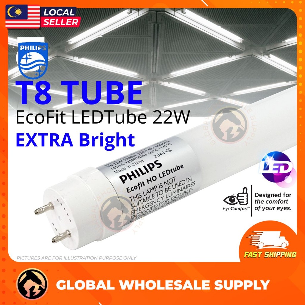 Philips T8 4Ft EcoFit LED Tube 22W Daylight Lampu Kalimantang LED Lampu Siling Ceiling Light ...