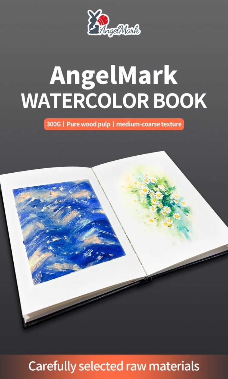 AngelMark Watercolor Book Medium Coarse Grain 30 Pages 300gms Paper For ...