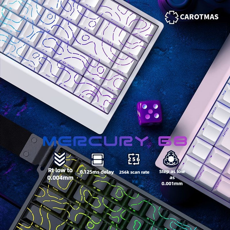 Mercury68 Magnetic Switch Keyboard Wired Hot Swappable 8000Hz Rapid Trigger RT0.001mm RGB Light ...