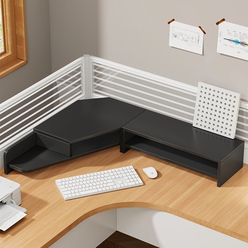 Corner Computer Elevated Monitor Stand Desk Triangle Storage Rack With ...