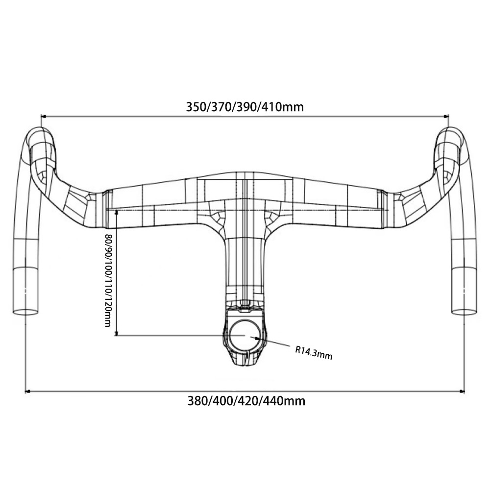 Carbon fibre one-piece handlebar. Road bike handlebars. Supports ...