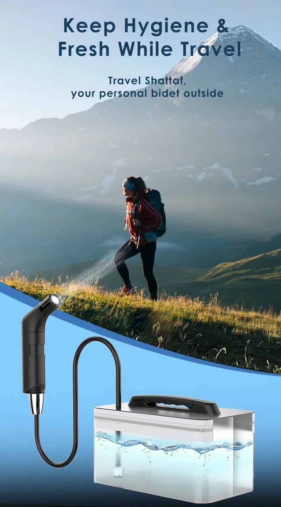 (Free Holder)2.3L Portable Rechargeable Bidet Sprayer / Electric Bidet ...