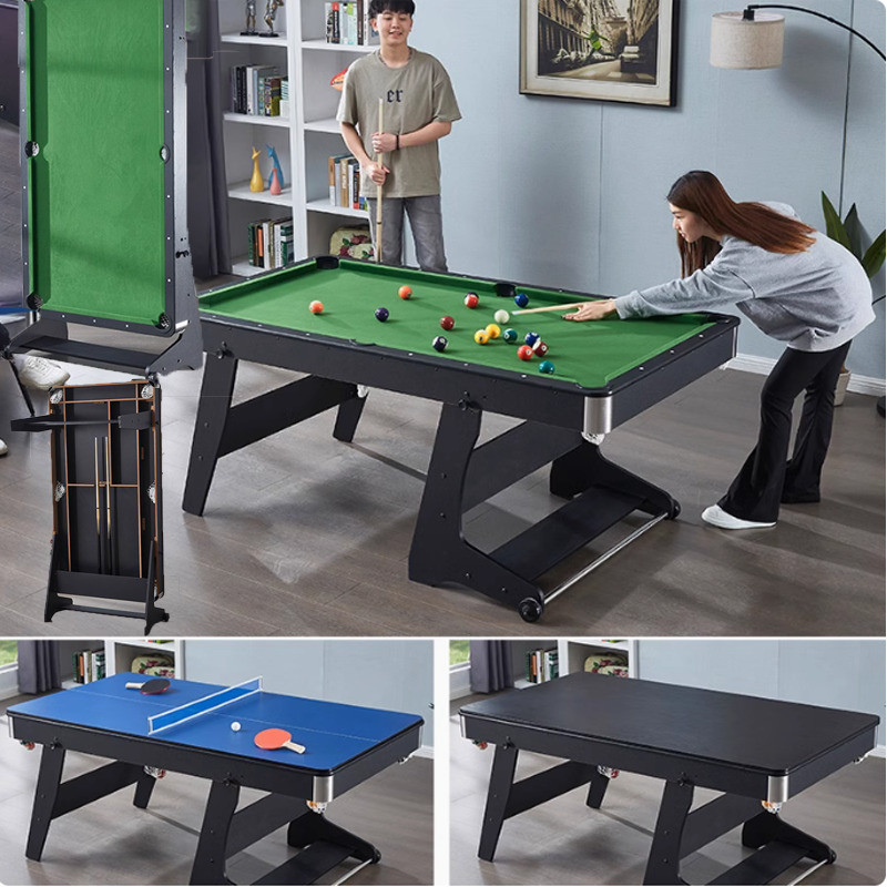 YQX 6ft Folding Pool Table 1.8m Children's Adult Billiard Table Tennis ...