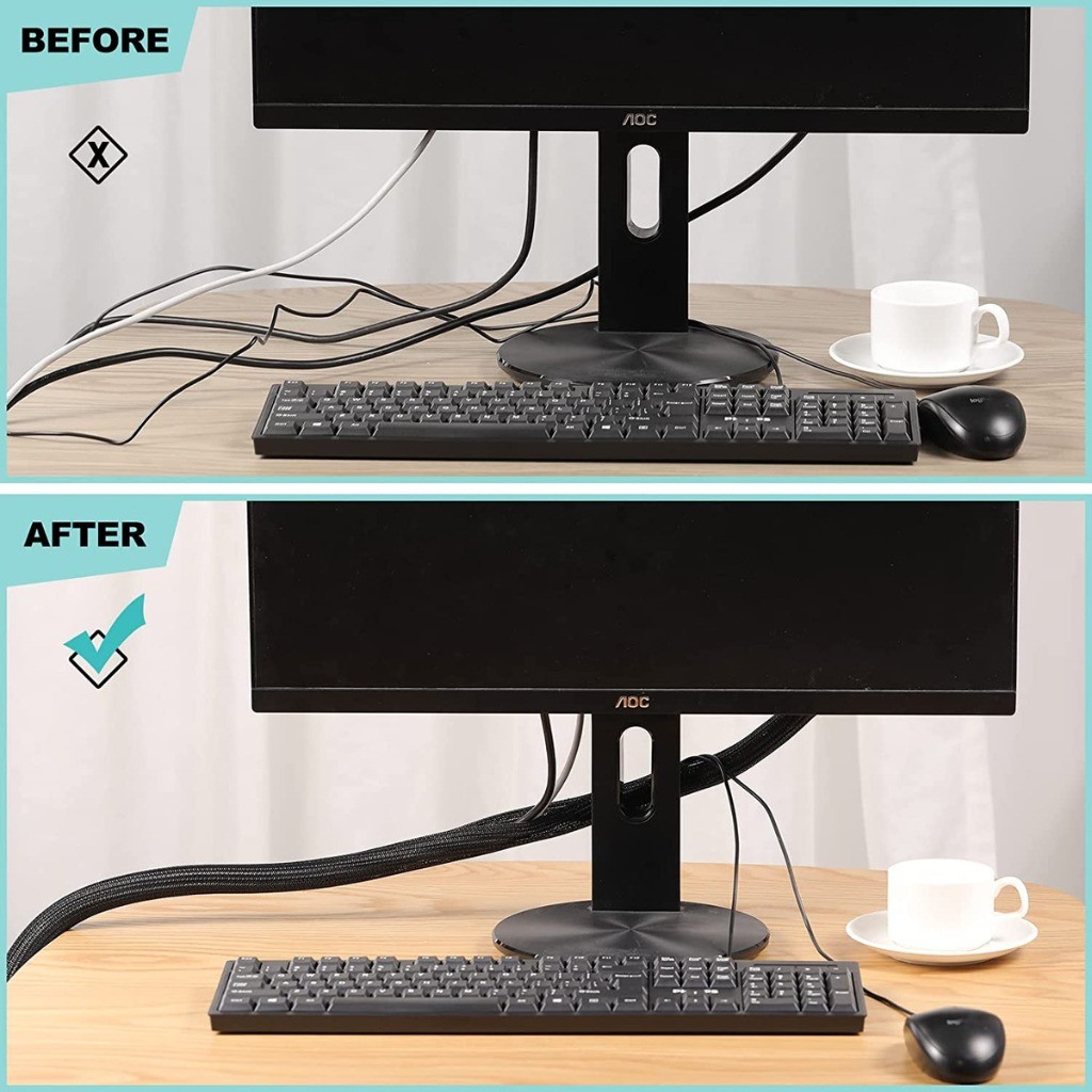 💻🔥Cable Management Sleeves Split Cord Protector Wire Protector Loom ...
