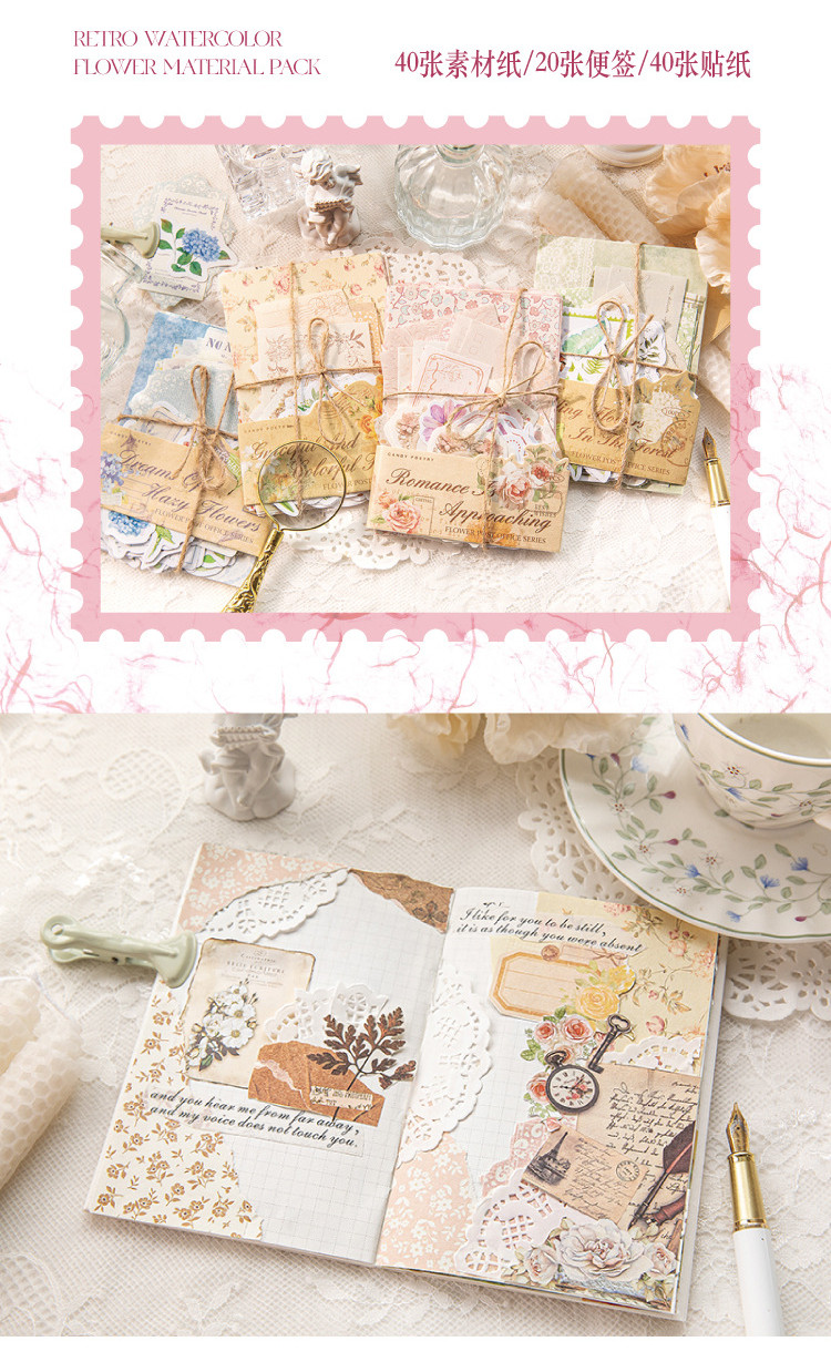 100 Pcs Scrapbook Paper Flora Theme Scrapbooking Paper For Vintage ...