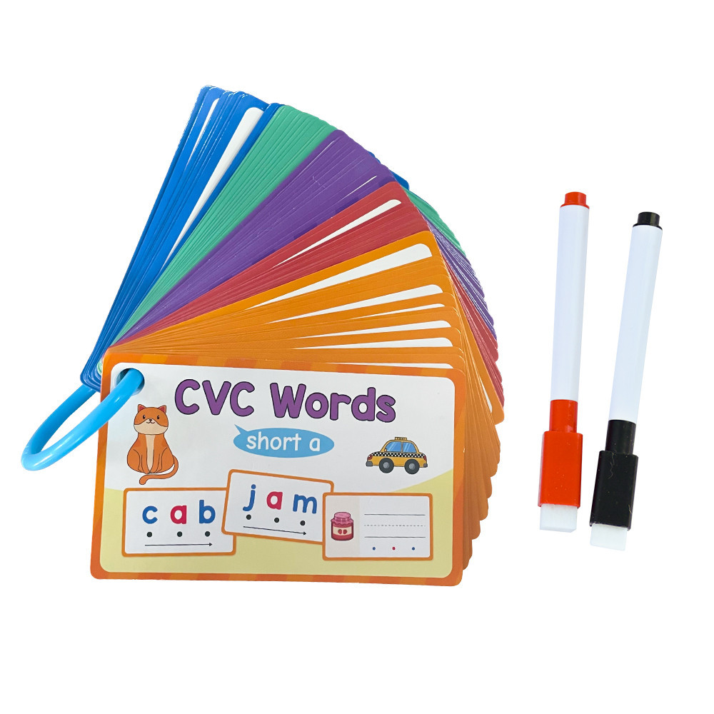 60 Pcs Phonics CVC Words English Flashcards for Kids Children ...