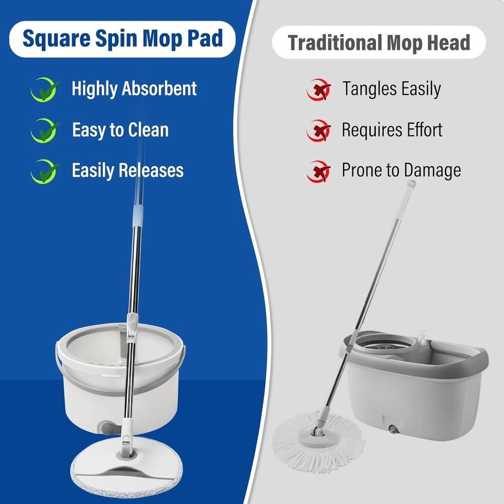 Spin Mop Set and Bucket System Set – Easy-to-use Spin Mop with Separate ...