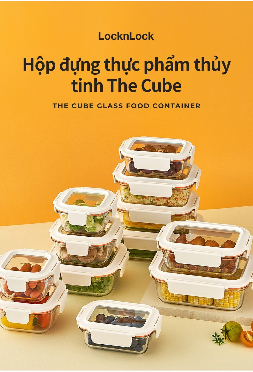 LocknLock The Cube Square glass food container, Genuine product, many ...