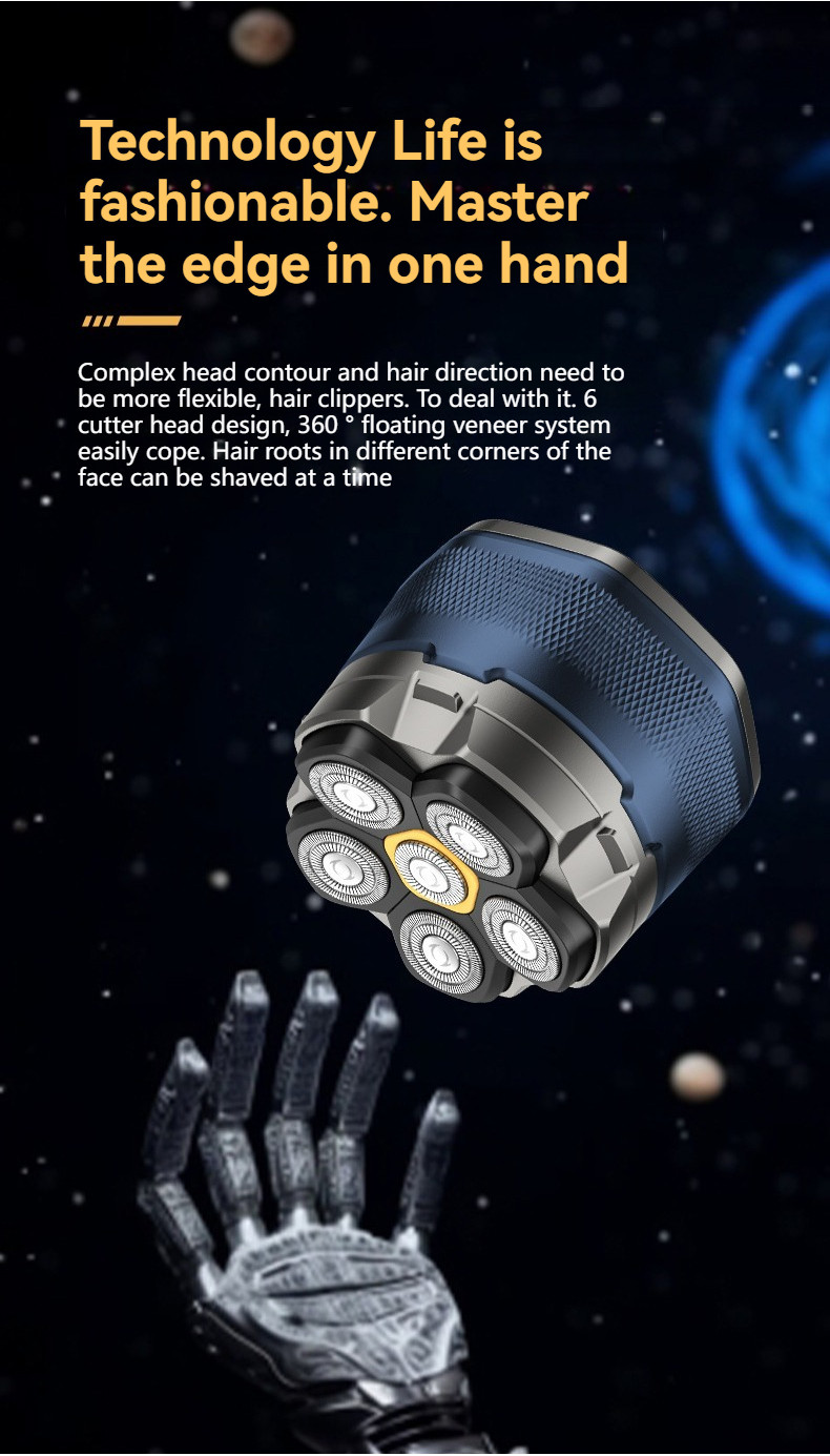 Electric Shaver for Men Six-Head Waterproof Razor Smart Magnetic ...