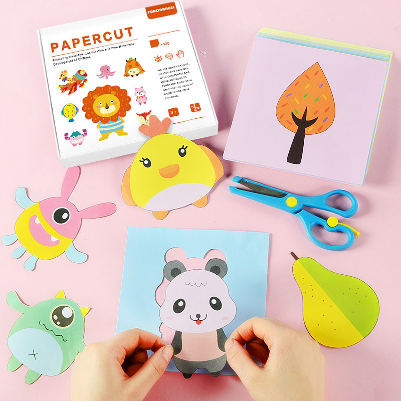 DIY paper cutting set for kids. Art craft theme toy. Early educational ...