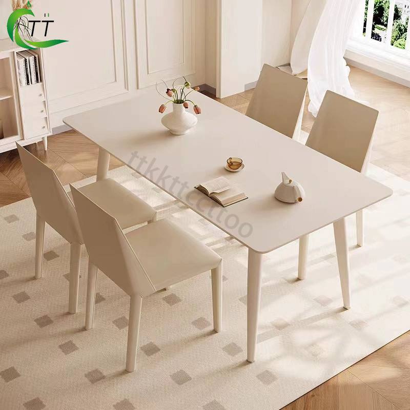 TTCC Dining Table Household Small Household Cream Wind Slate White ...