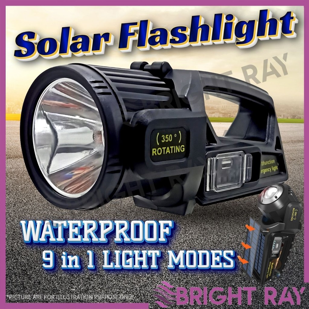 SOLAR TYPE C USB Torch Light Spotlight Rechargeable Flashlight Super ...