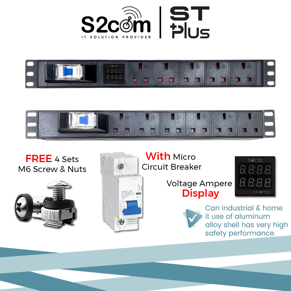 5/6 Output 3Pin UK With Micro Circuit Breaker Voltage Ampere Display ...