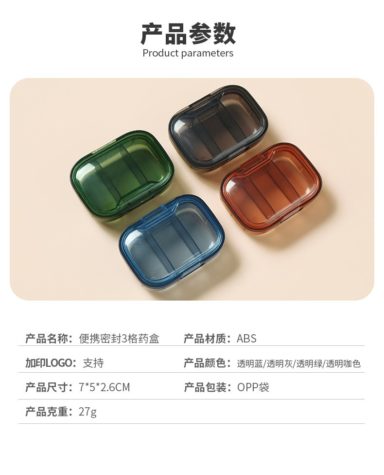 Portable mini pill box, on-the-go morning, midday and evening ...