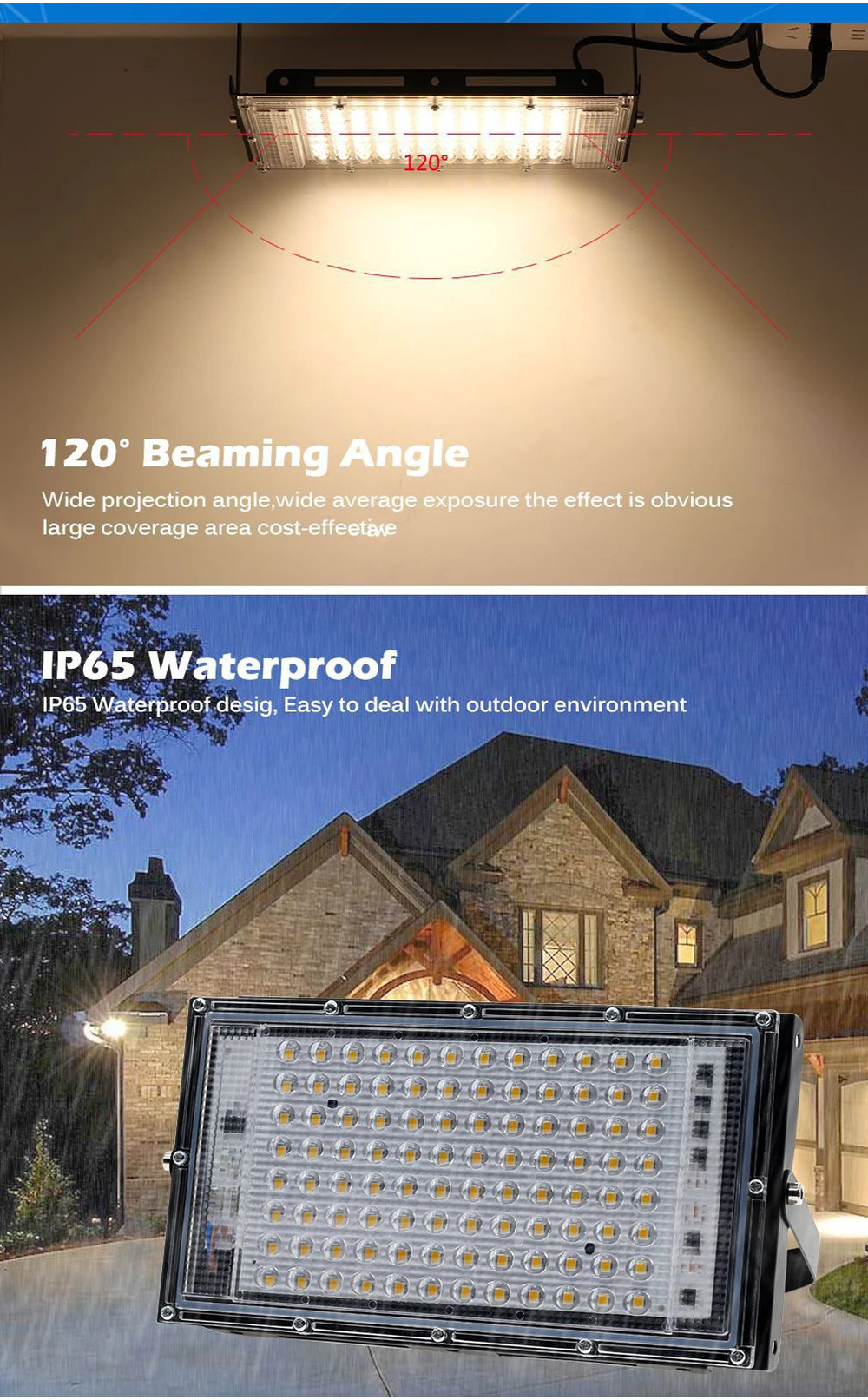 50W 100W RGB Flood Light Lamp Outdoor AC220V Garden Lighting Floodlight ...