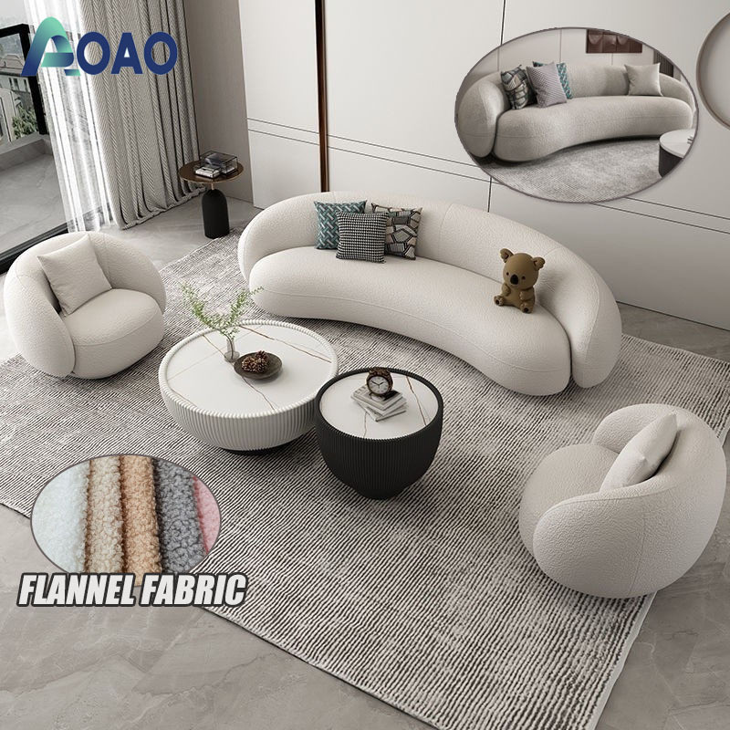 AOAO Sofa Fabric Simple Cashmere Curved Living Room Arc Nordic Art Sofa Chair | Shopee Singapore