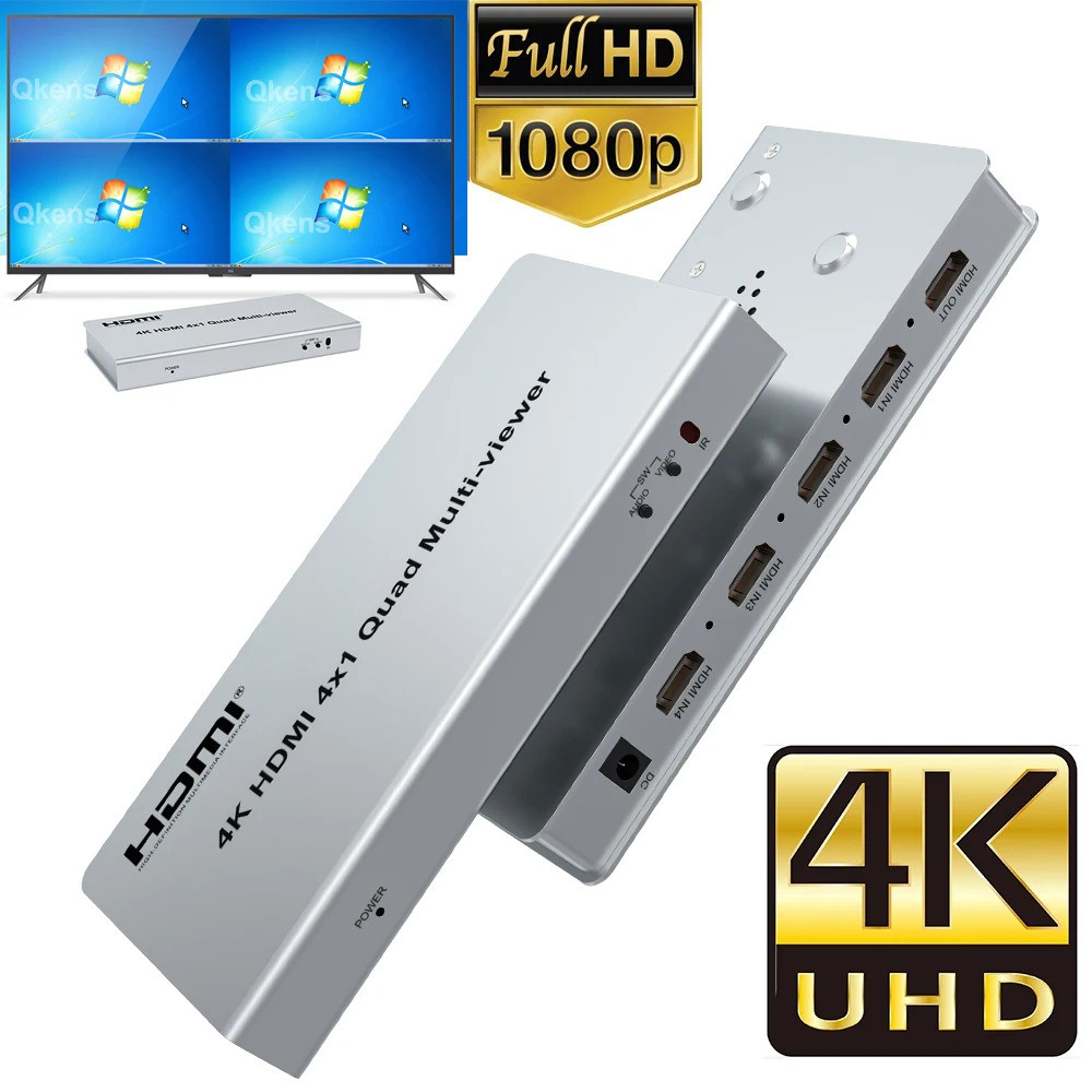 4K HDMI Quad Multi-viewer 4x1 HDMI Screen Segmentation Multi Screen ...