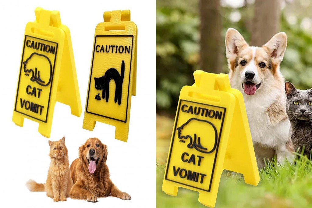 poetil Cat Vomit Warning Sign Cat Vomiting Warning Sign 3d Printed Cat ...