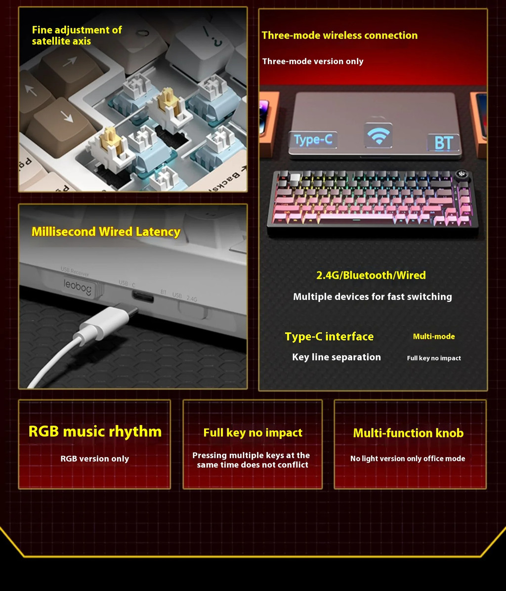 NEW LEOBOG Hi75C Full Aluminium Mechanical Keyboard 3Mode Wired RGB Kit Customed with Knob Hot ...