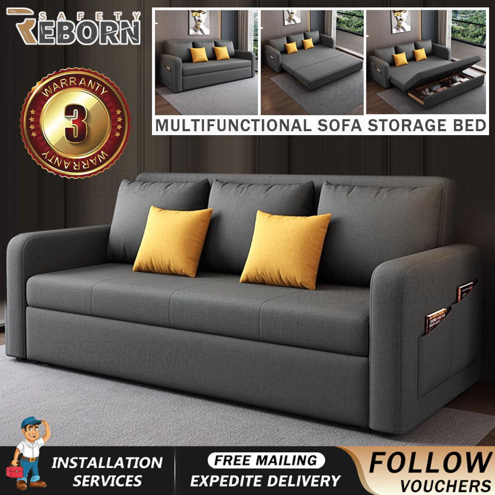 REB Foldable Sofa Bed Latex Sitting And Sleeping Modern Multi-function ...