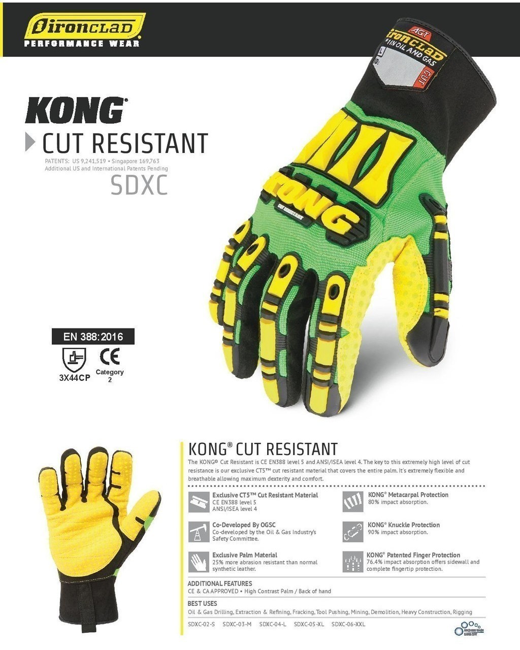 Ironclad KONG A4 Cut Level E Impact Resistant Safety Gloves | Shopee ...