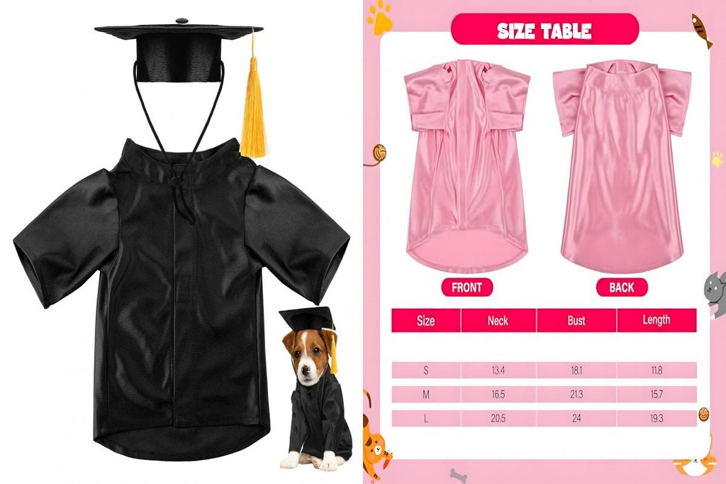 [WMP] Dog Graduation Gown Pet Graduation Cap Pet Graduation Costume Set ...