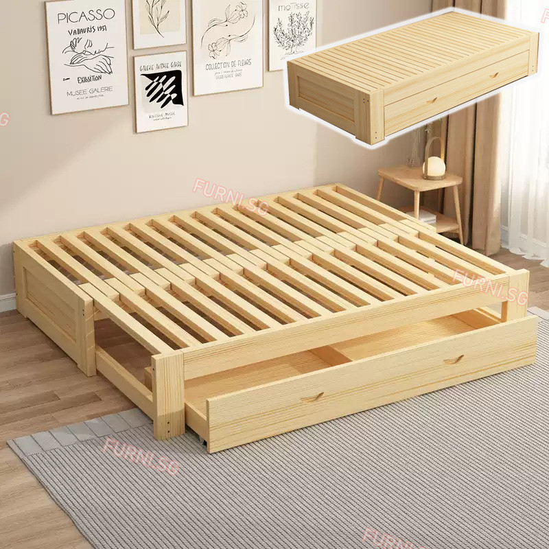FUR Solid Wood Tatami Bed Pull-out Bed Storage Push-pull Bed ...