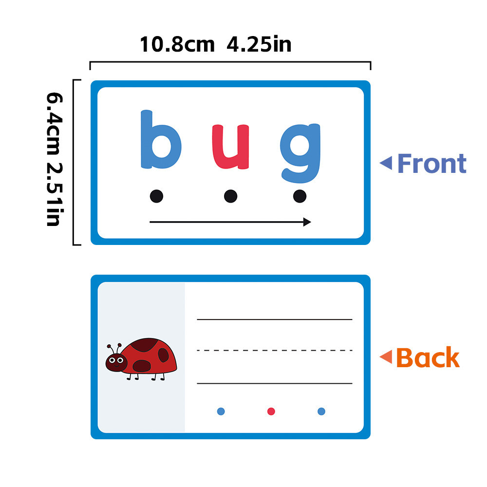 60 Pcs Phonics CVC Words English Flashcards for Kids Children ...