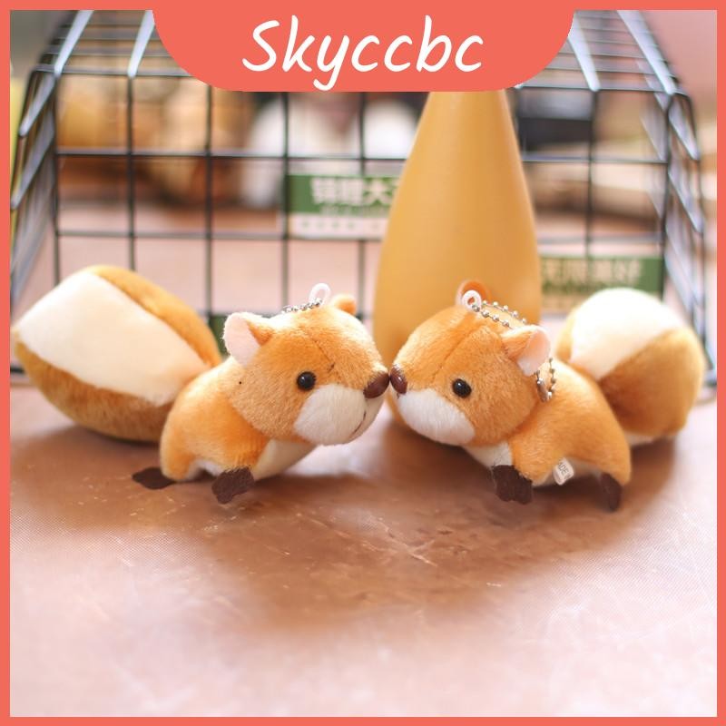 Adorable Fluffy Squirrel Plush Keychain Soft Toy With Big Tail For Bags ...