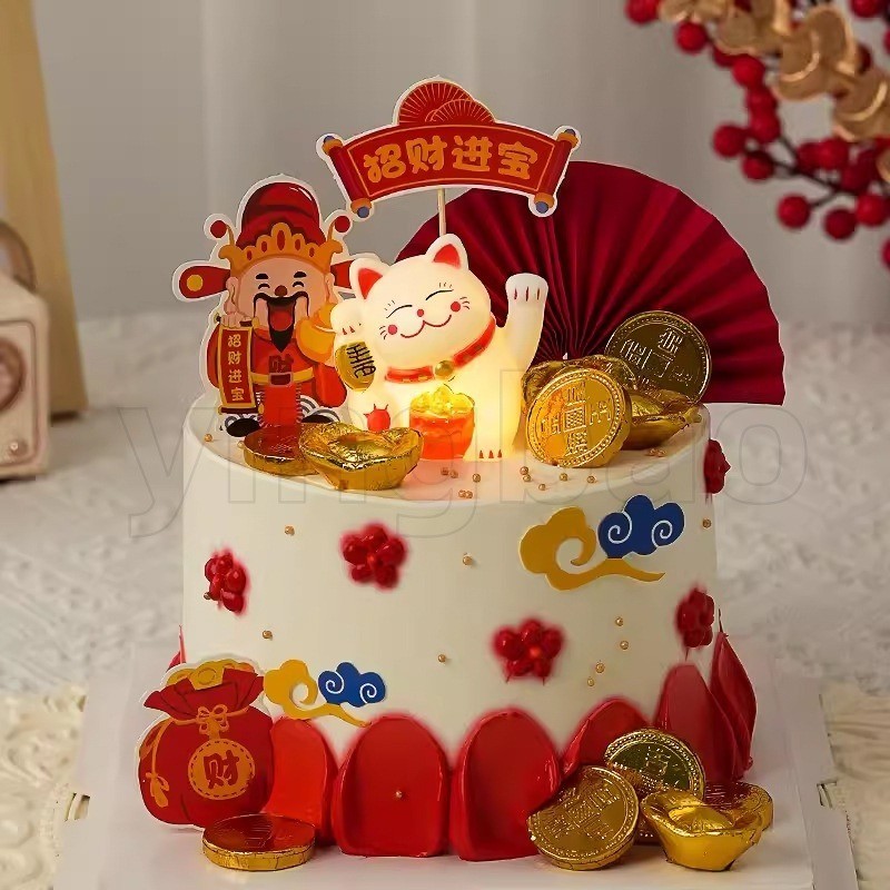 LED Lucky Cat Cake Decoration Lucky Cat Cake Top Baking Decoration Cake ...