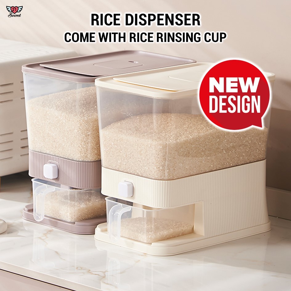 Rice Dispenser With Rinsing Cup Rice Storage Box Rice Bucket Food ...