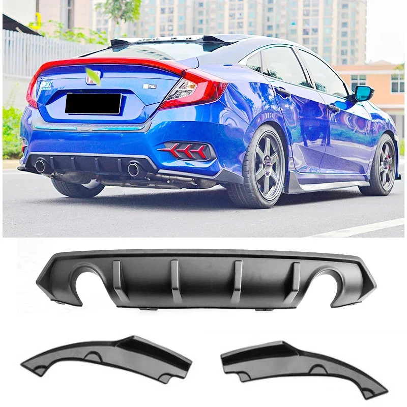 Plastic Body Kit Car Rear Diffuser Lip Bumper Spoiler For Honda Civic ...