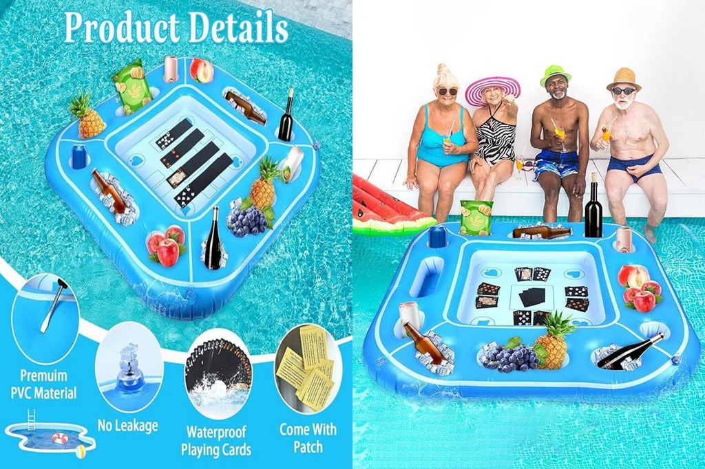 turbobo Floating Pool Table Backyard Pool Party Games Fun Pool Game ...