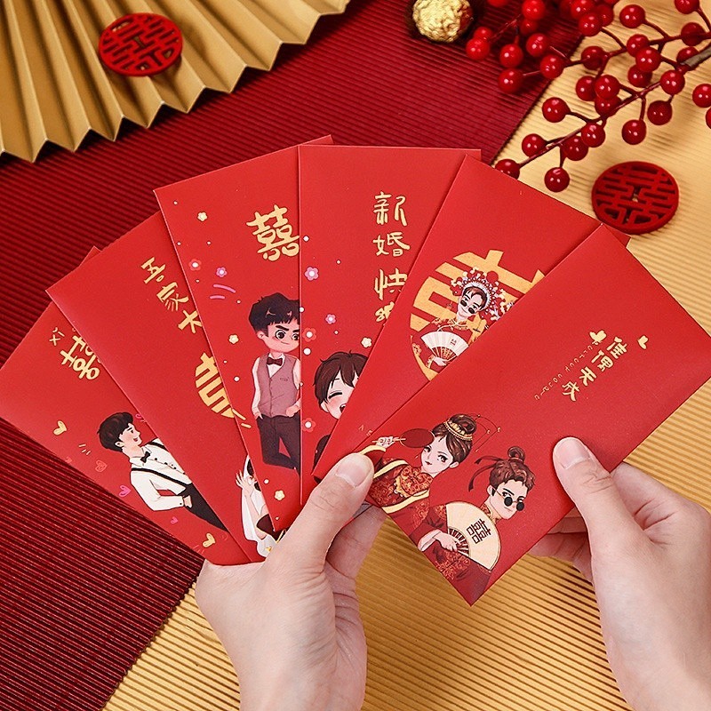 10pcs Traditional Wedding Red Envelope Cute Marriage Angpao Lucky Red ...
