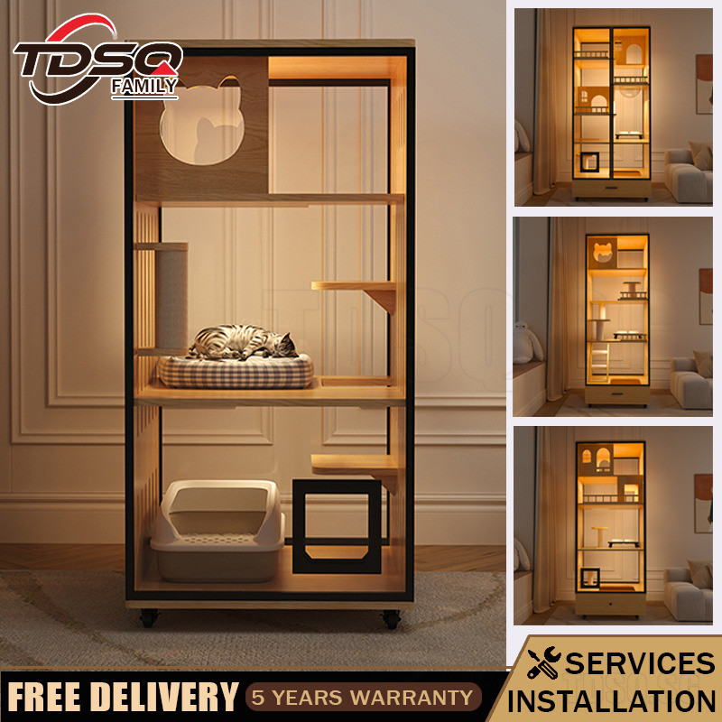 TDSQ Cat Villa Solid Wood Cat Cage Super Large Space Cat House With ...