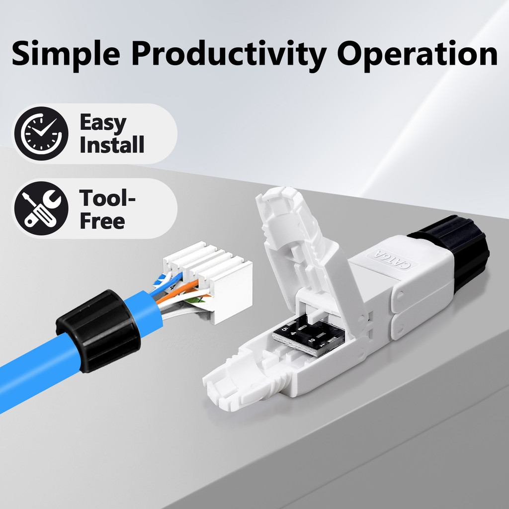 ZoeRax RJ45 Network Cable Connector CAT6A CAT7 Tool-Free Reusable ...