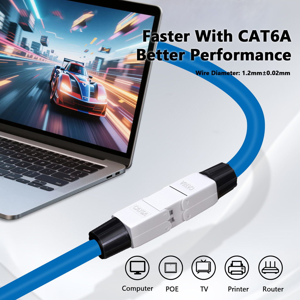 ZoeRax RJ45 Network Cable Connector CAT6A CAT7 Tool-Free Reusable ...