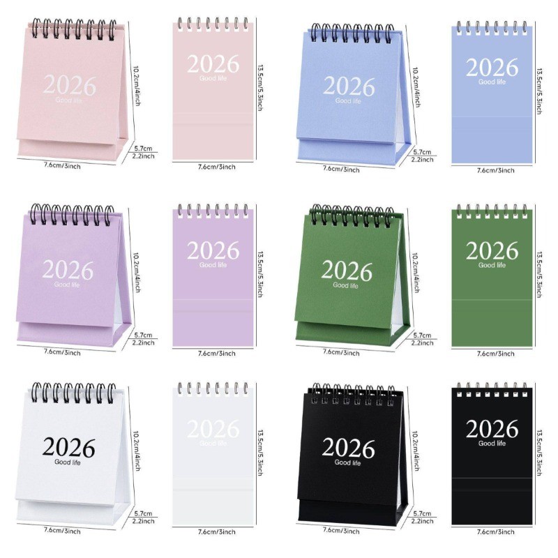 2026 Simple Style English Version Mini Desk Calendar Morandi Desk ...