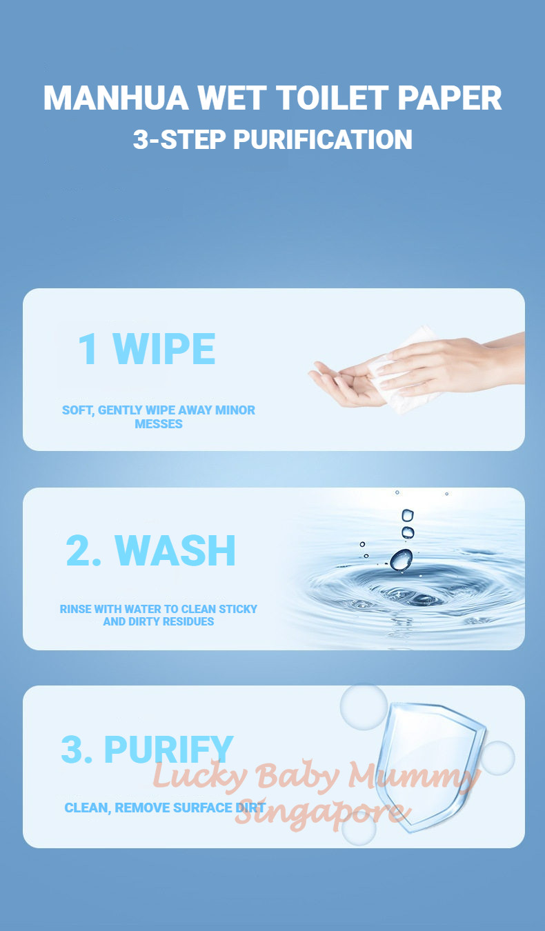 【3Packs/box】Manhua Flushable Toilet Wet Wipes 80 Sheets/Skin Friendly ...