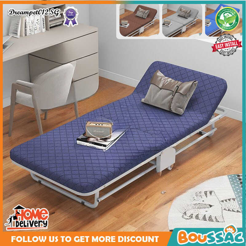 BOUSSAC Folding Bed Single Bed Portable Adjustable Simple Nap Bed Home ...