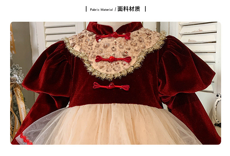 Girls Kids Red Puffy Tulle Cake Princess Dress 2026 New Year Christmas ...