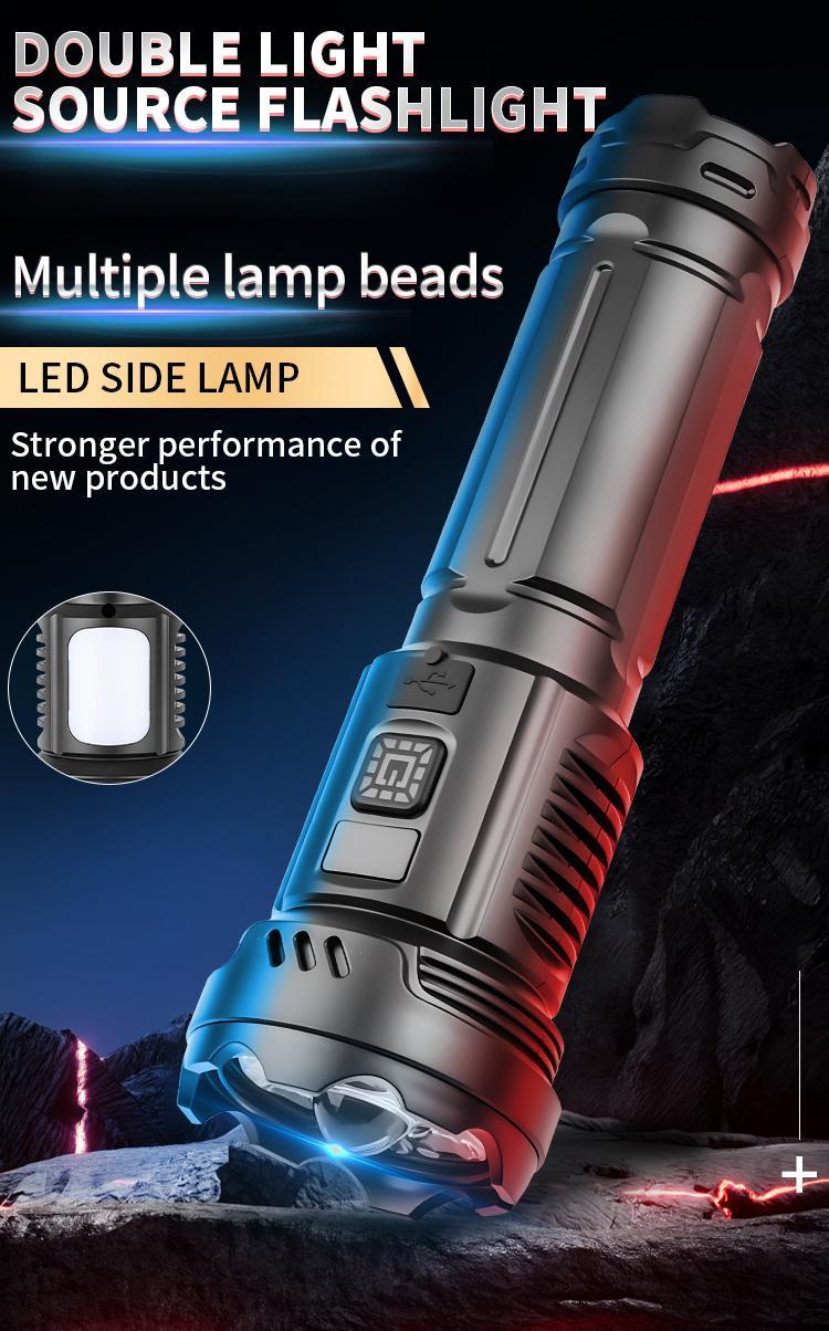 Powerful LED Flashlight USB-C Fast Charging & Built-in 1800mAh Battery ...