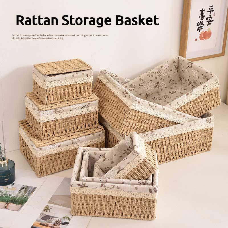 EmmAmy Woven Storage Basket Desktop Storage Box Living Room Bedroom ...
