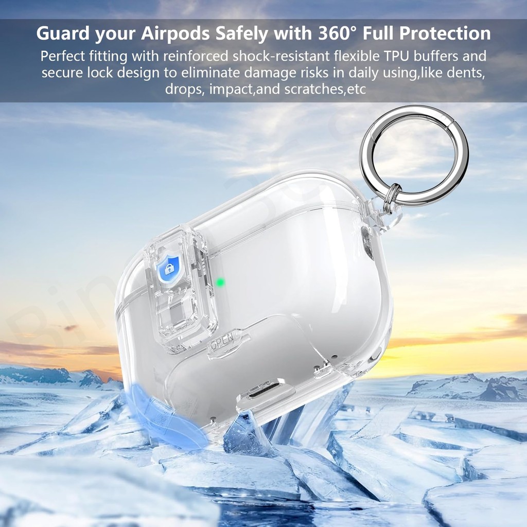 For Airpods Pro 3 Case 2025 Clear Magnetic Automatic Lock Case with Phone Stand&Cleaning Kit for ...